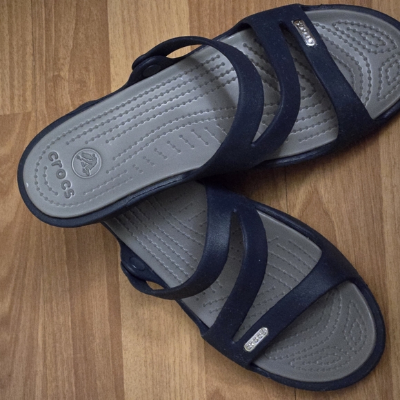 CROCS | Shoes | Crocs Navy Blue Sandals | Poshmark